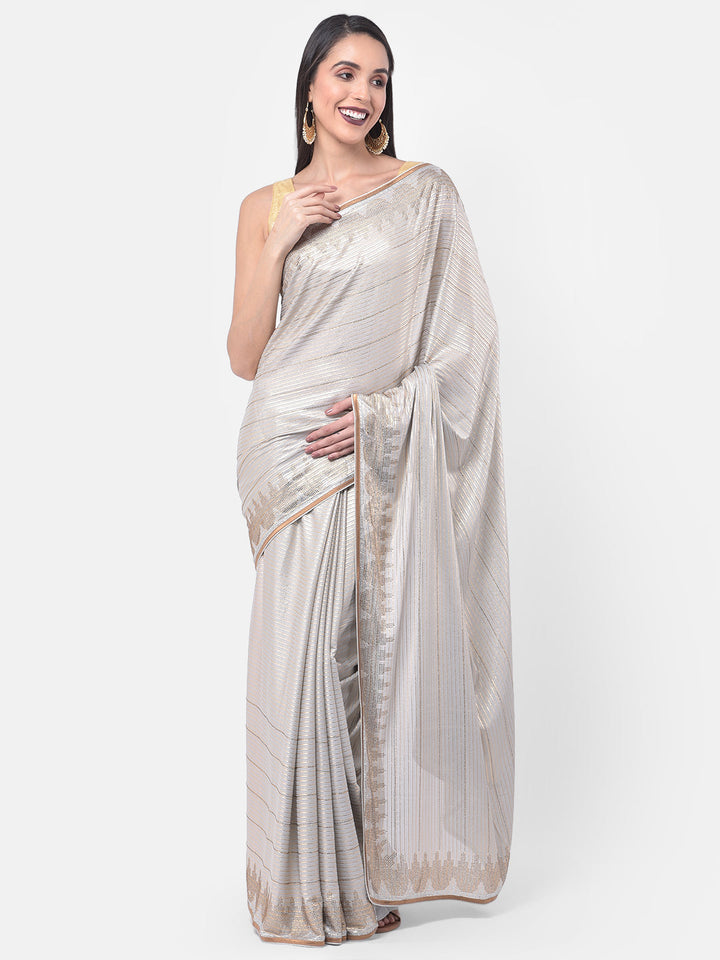 Neerus Grey Embellished Saree With Blouse – Neerus USA