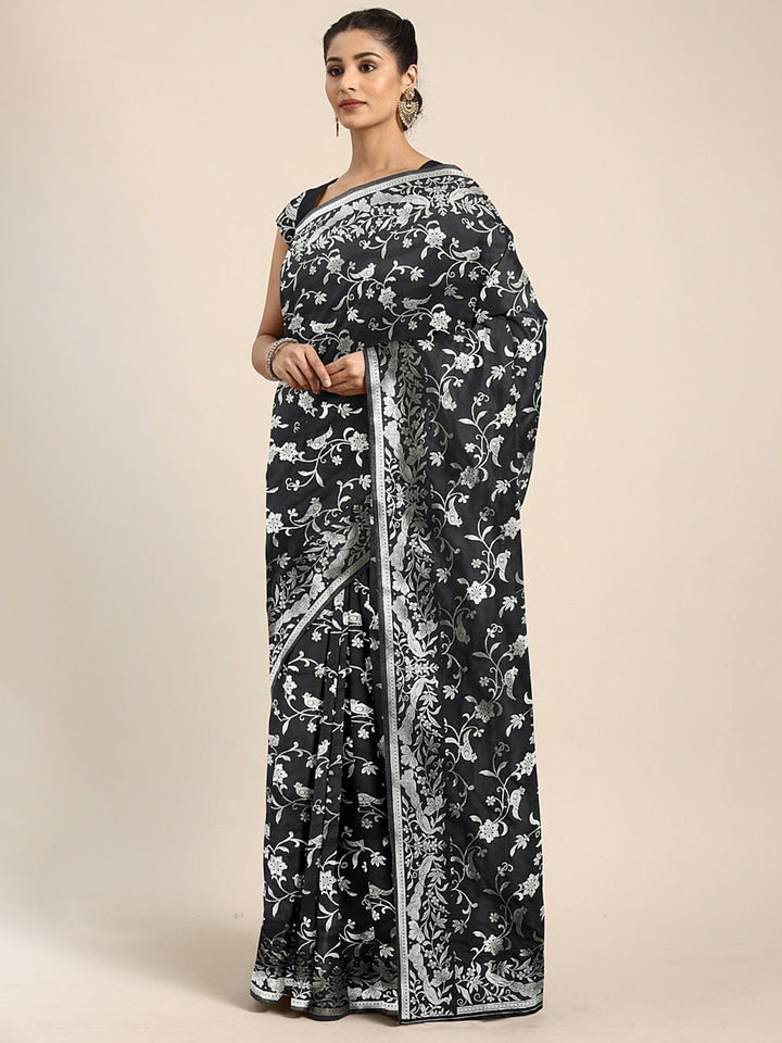 Neerus Black Color Silk Fabric Saree – Neerus USA