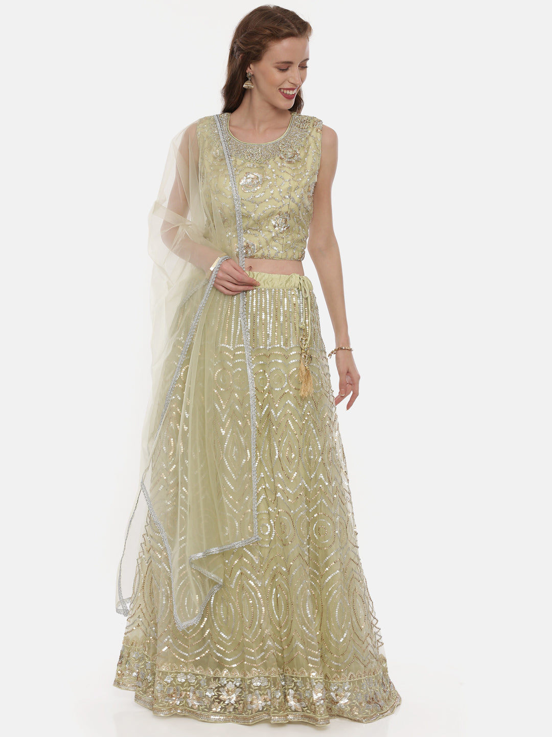 Neerus Green Embellished Lehenga Set – Neerus USA