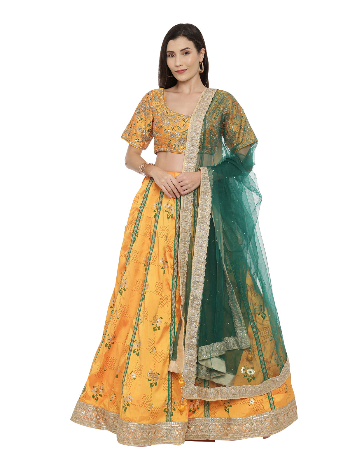Neerus Yellow Embellished Lehenga Set – Neerus USA