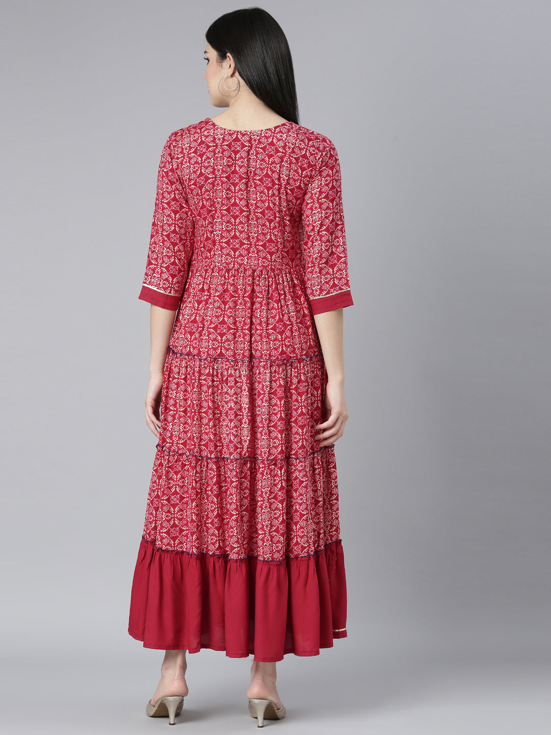 Neerus Pink Casual Floral Fit and Flare Dresses – Neerus USA